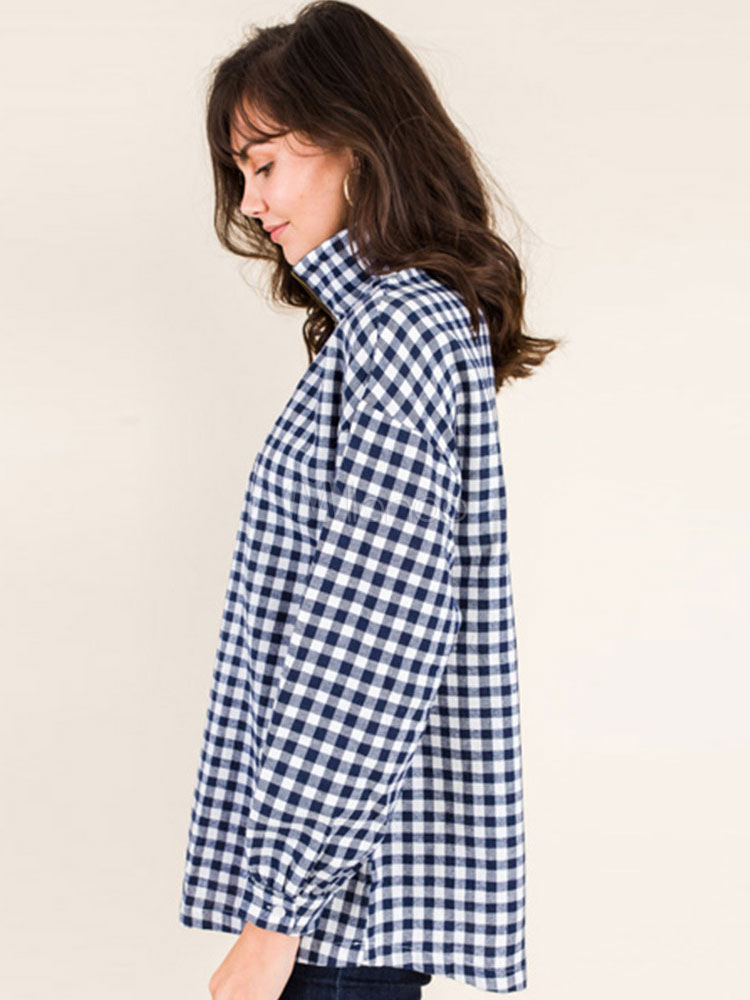 Women's Blue Plaid Button Down Shirt at Patrick Lauzon blog