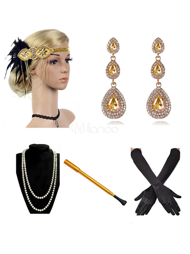 Flapper Bandeau Ensemble Années 1920 Great Gatsby Femmes Perles Collier ...