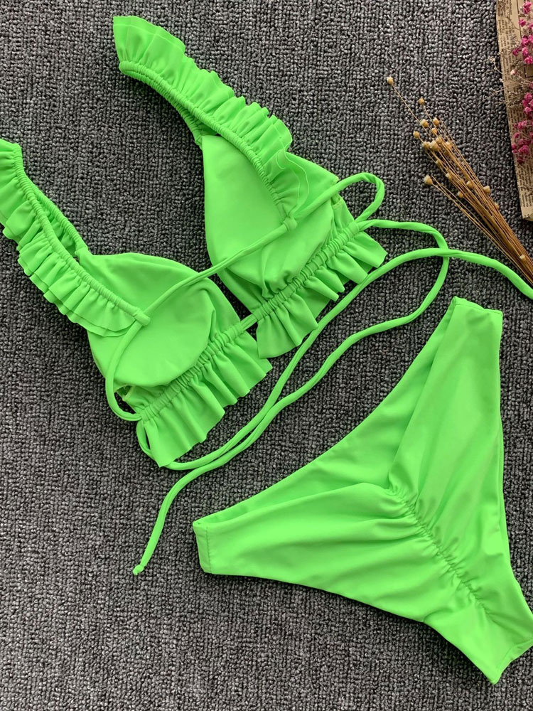 Frauen Bikini Badeanzug 2023 Rüschen Riemen Low Rise Sommer Sexy