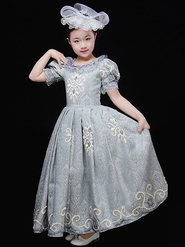 Carnival Costumes For Kids Embroidery Ruffle Pewter Princess Dress ...