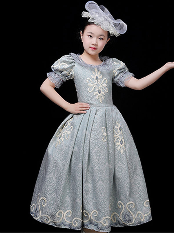 Carnival Costumes For Kids Embroidery Ruffle Pewter Princess Dress ...