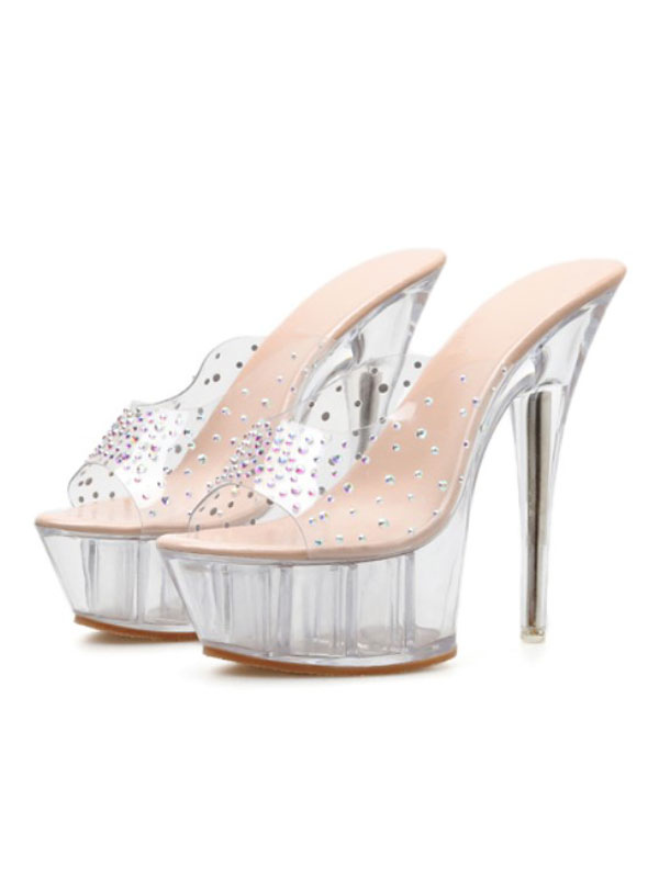 Womens Wedge Sandals PVC Upper Open Toe Transparent Clear Platform ...