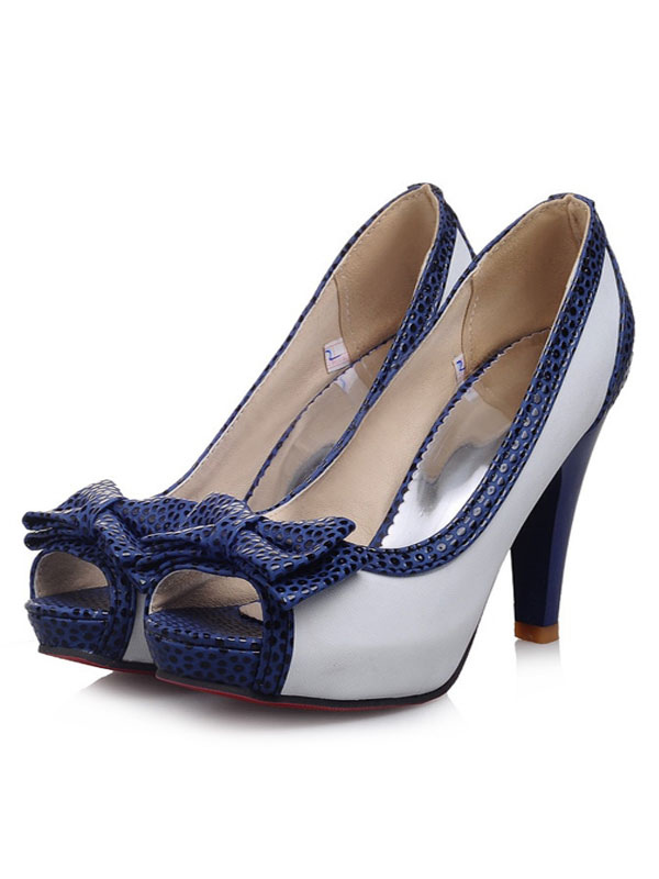 Peep Toe Pumps Soft Pink Prism Heel 3.3" Bows Women's Shoes - Milanoo.com