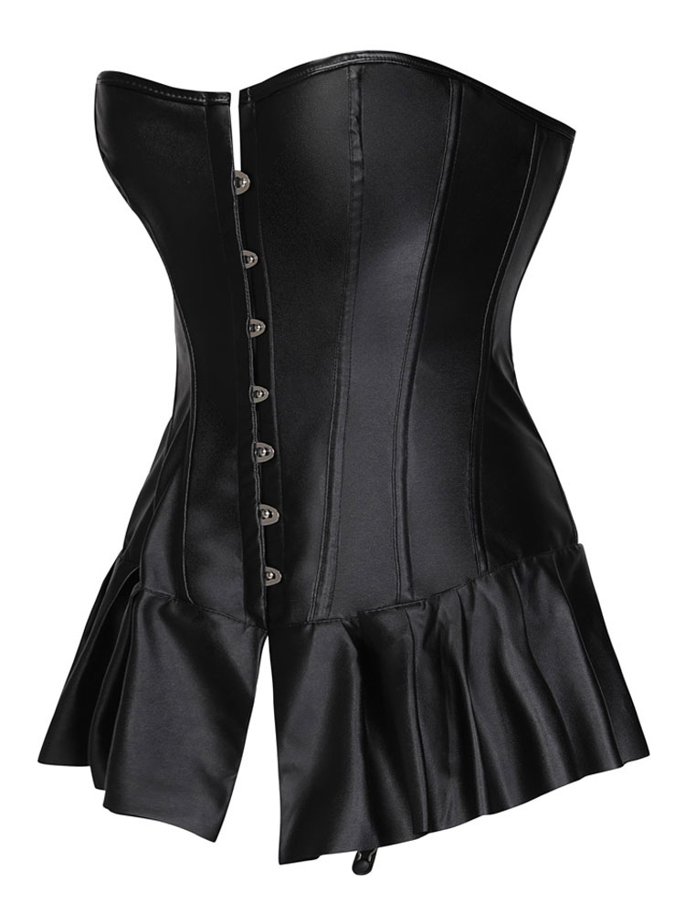 Bustier For Women Black Steampunk Buttons Sleeveless Polyester Bustiers ...