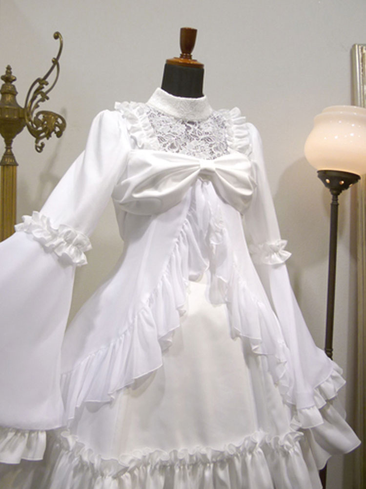 Gothic Lolita OP Dress White Ruffles Lolita One Piece Dresses - Milanoo.com