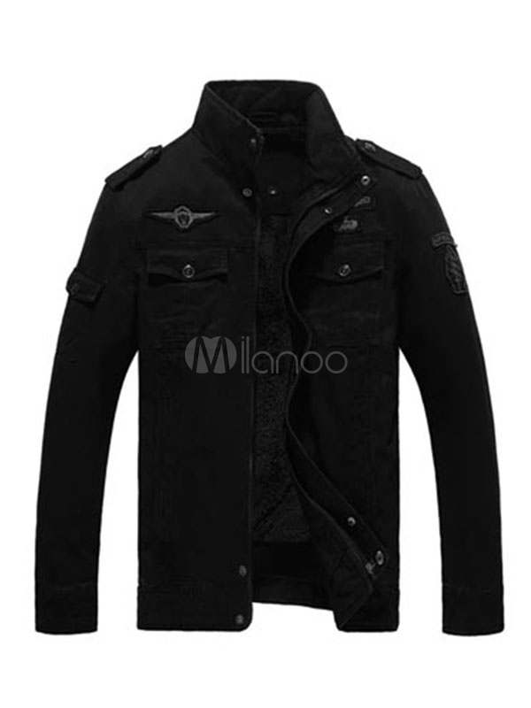Men's Military Style Thicken Full-zip Bomber Jacket - Milanoo.com