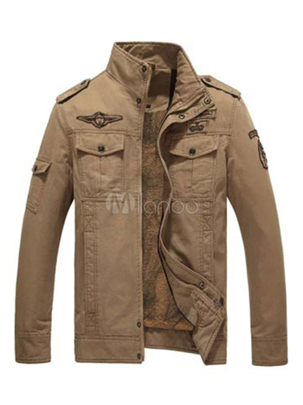 Men's Military Style Thicken Full-zip Bomber Jacket - Milanoo.com