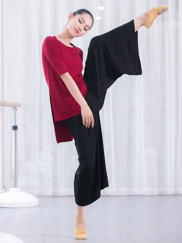 Women Latin Dance Uniform Pant Modal Pleated Wide Leg Dancer Dancing ...