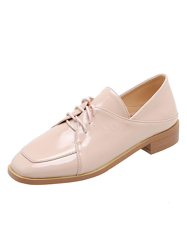 Trendy Square Toe Oxfords Academic Flat Shoes - Milanoo.com