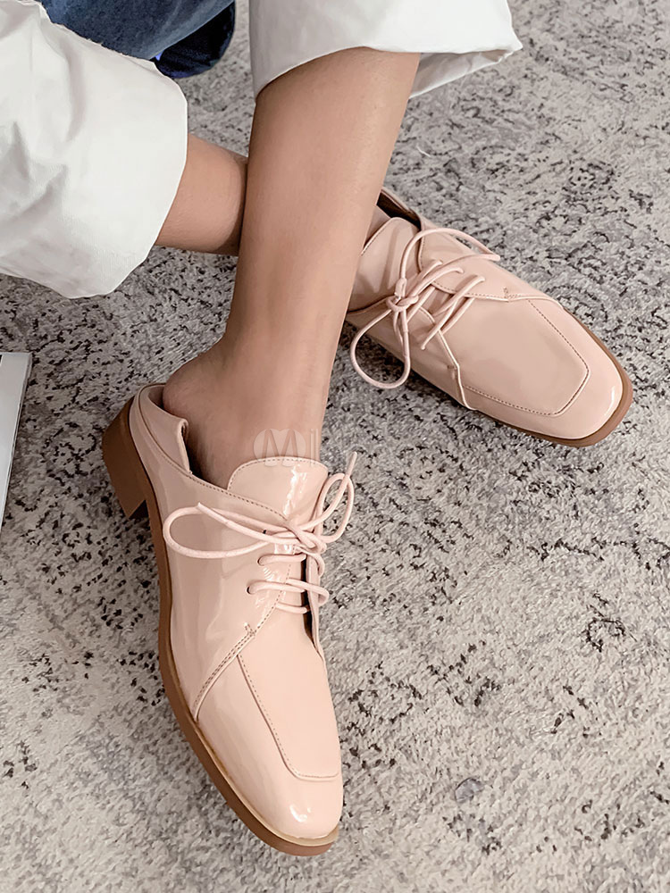 Trendy Square Toe Oxfords Academic Flat Shoes - Milanoo.com
