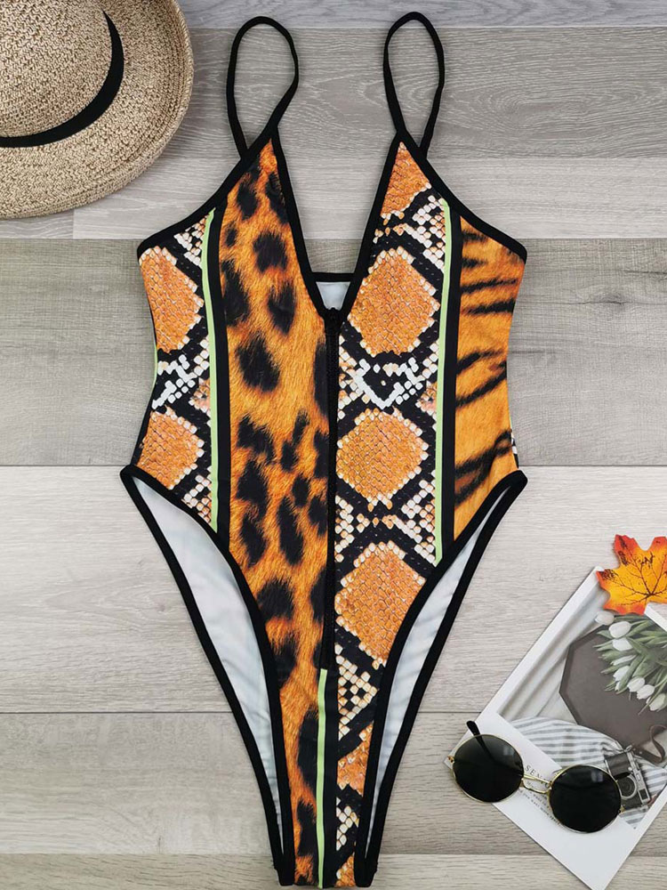 Monokini Swimsuits For Women Leopard Animal Print Summer Beach Bathing ...