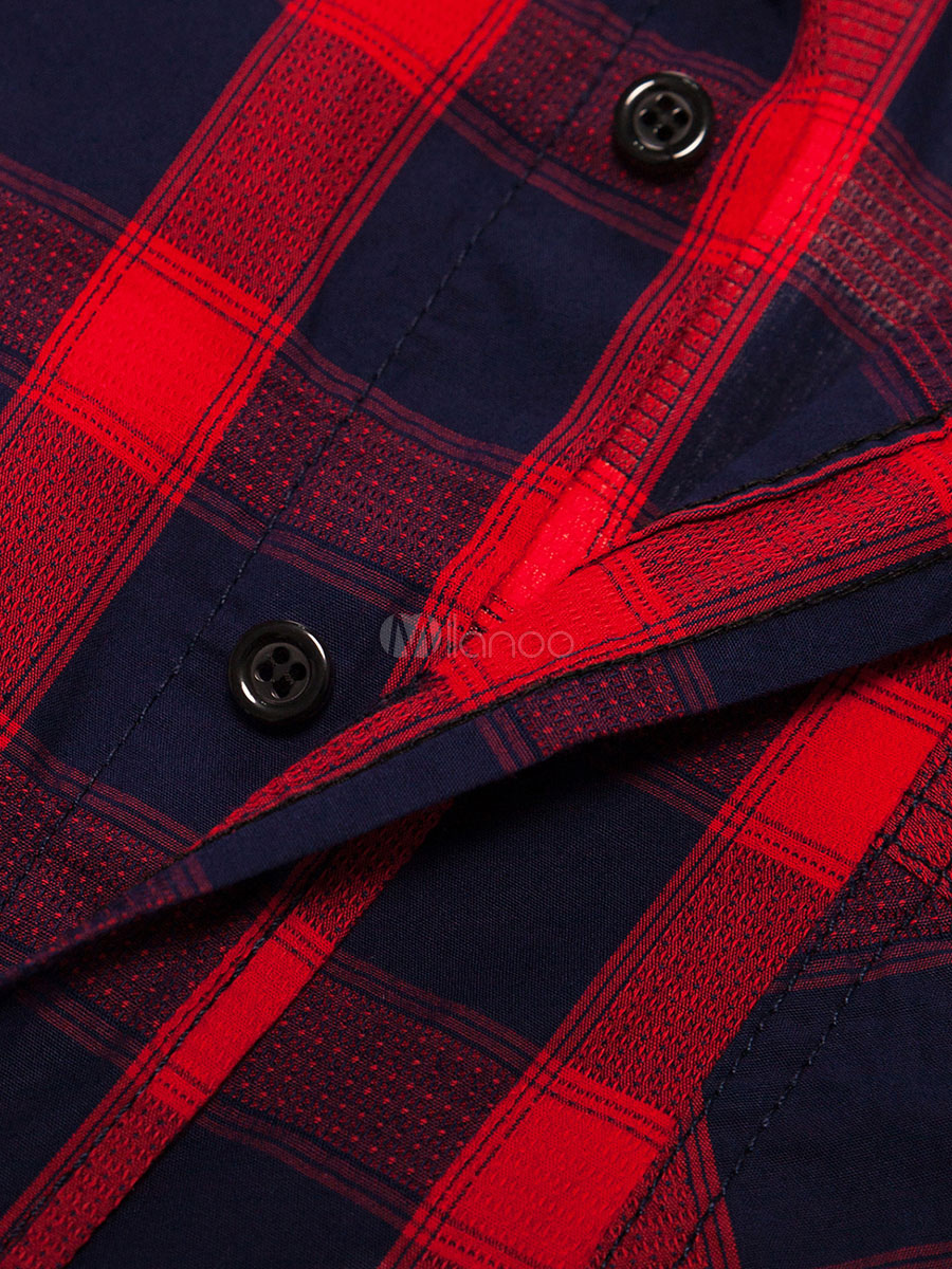 Red Casual Shirts Men Turndown Collar Long Sleeve Oversized Casual ...