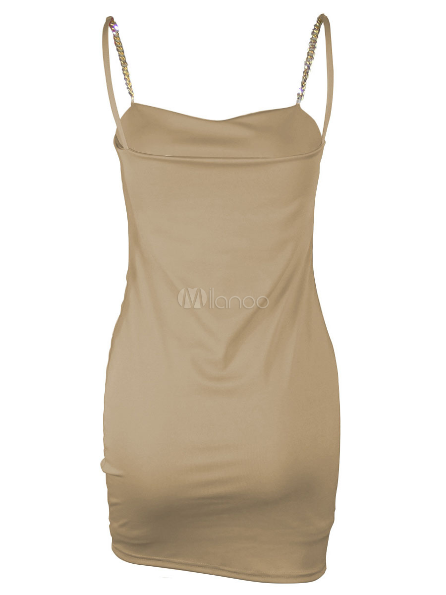 Sexy Club Dress Metal Chain Sleeveless Backless Night Out Dresses
