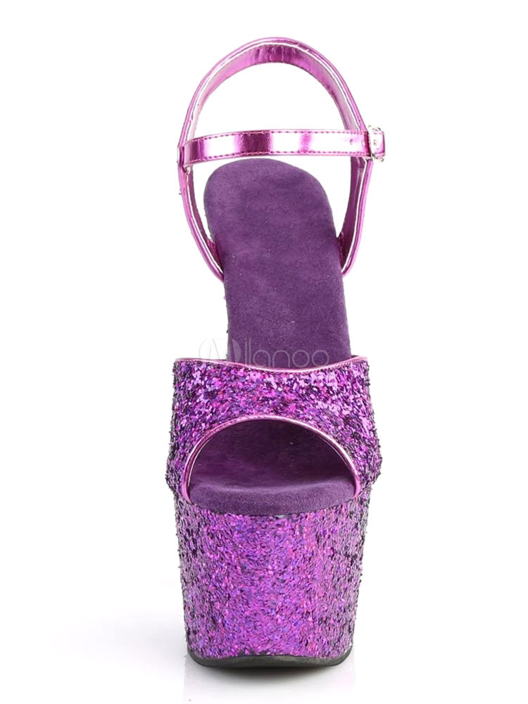 Sexy Sandals For Woman Stiletto Silver Leather Peep Toe Monk Strap Sexy