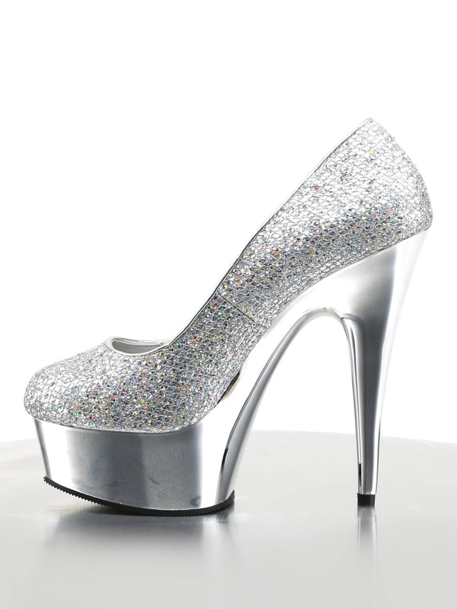 Frauen Sexy High Heels Silber Peep Toe Reißverschluss Sexy Platfom Pump ...