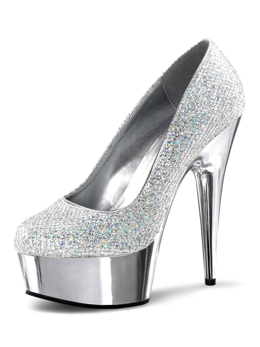 Frauen Sexy High Heels Silber Peep Toe Reißverschluss Sexy Platfom Pump ...