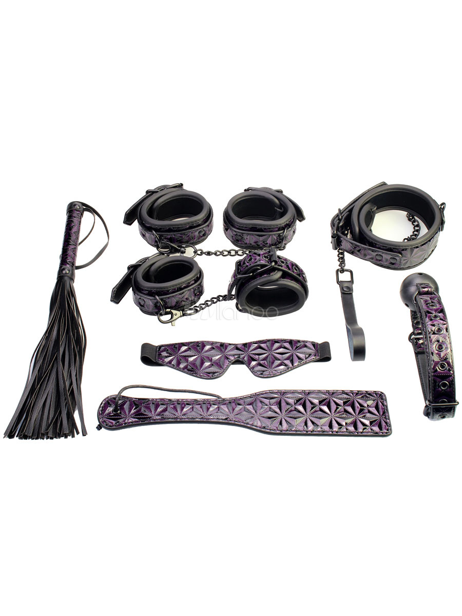 7 Pieces Soft Pu Leather Bdsm Bondage Restraints Kit For Couples Sm