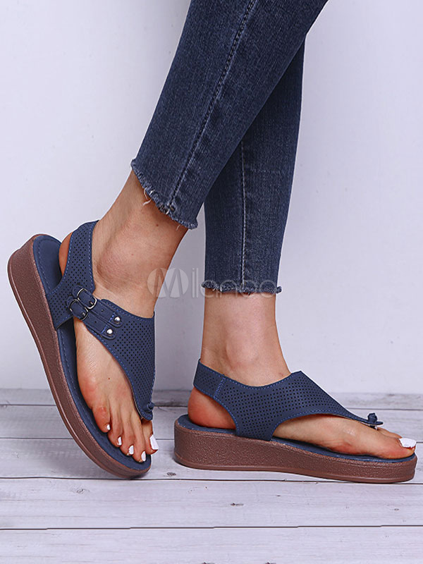 Flat Sandals For Woman Cut Out Flat Leather Chic Mesh Studed Women's ...