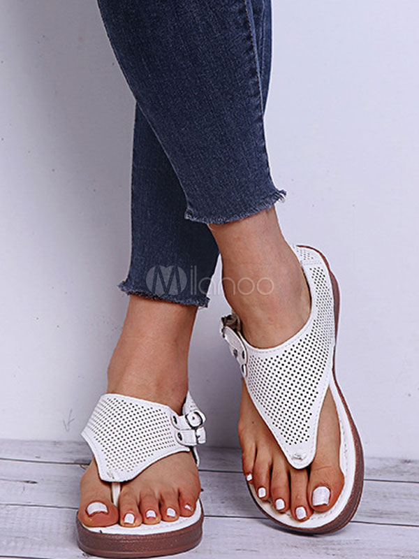 Flat Sandals For Woman Cut Out Flat Leather Chic Mesh Studed Women's ...