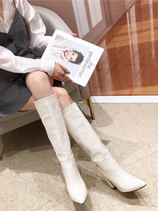 Bottes au Genou Talons Hautes Femmes à Cuir Synthétique Imprimé Animal ...