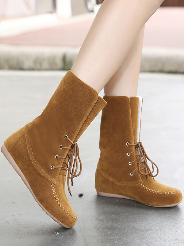 Bottes au Genou Cuissardes Plates Femme en Cuir Synthétique en Croûte à ...