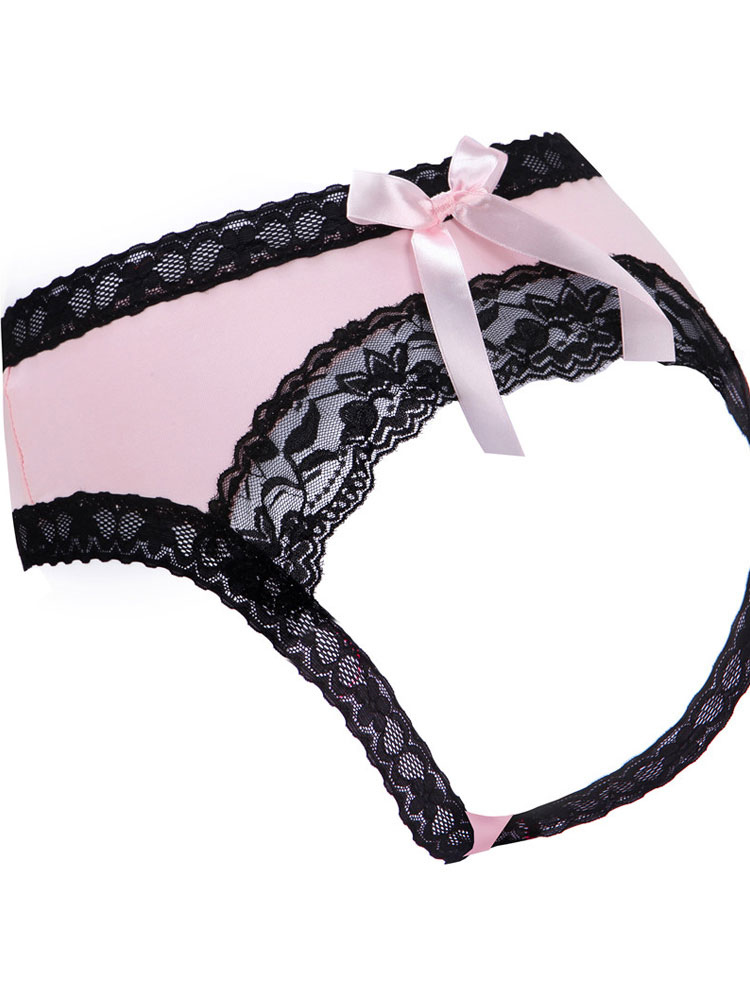 Womens Pink Lace Panties Tulle Underwear Sexy Lingerie