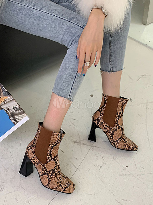 Women's Ecru White Ankle Boots PU Leather Round Toe Chunky Heel Chelsea ...