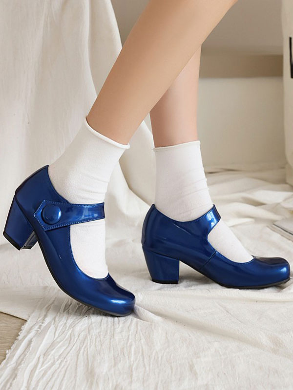 Women Mid Low Heels Round Toe Coffee Brown Elegant Pumps PU Leather ...