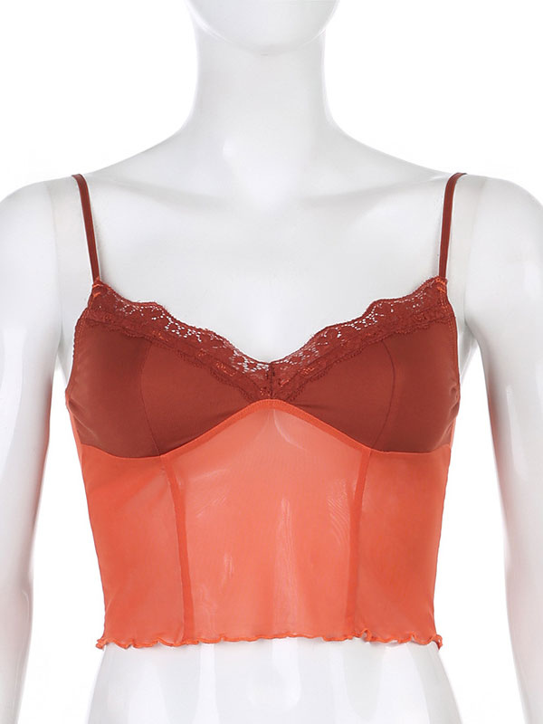 Sexy Top For Women Straps Neck Polyester Orange Summer Tops Y2k Vintage