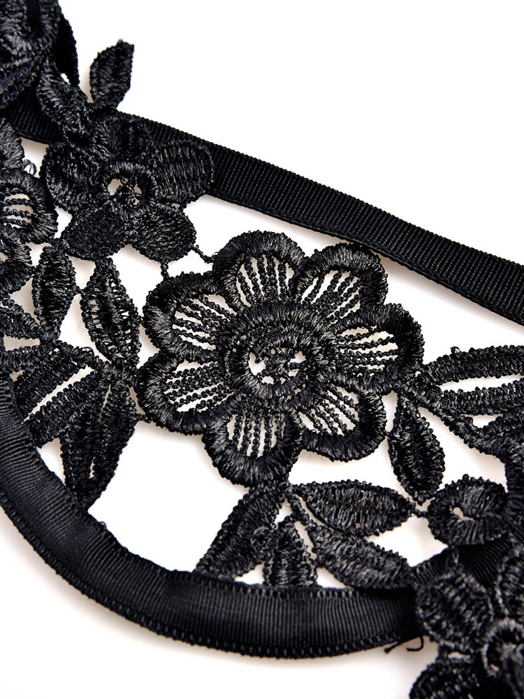 BHs Dessous-BH für Damen Schwarze Spitze mit Blumendruck - Milanoo.com