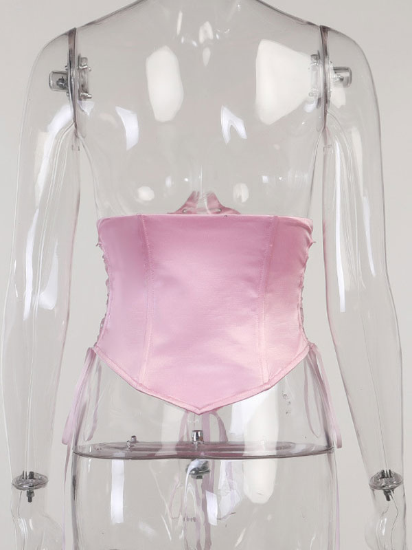 White Bateau Neck Retro Lace-up Corset For Women - Milanoo.com