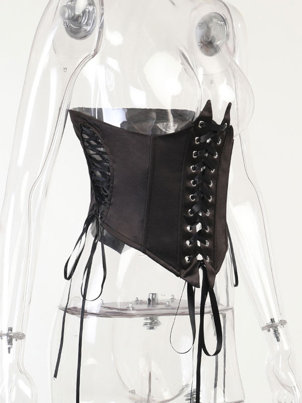 White Bateau Neck Retro Lace-up Corset For Women - Milanoo.com