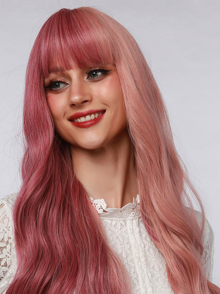 Women Long Wig Split Color Curly Heat-resistant Fiber Tousled Long ...