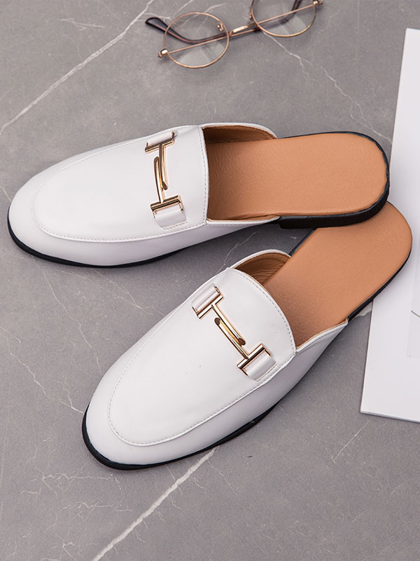 Men's Laofer Mules in White - Milanoo.com