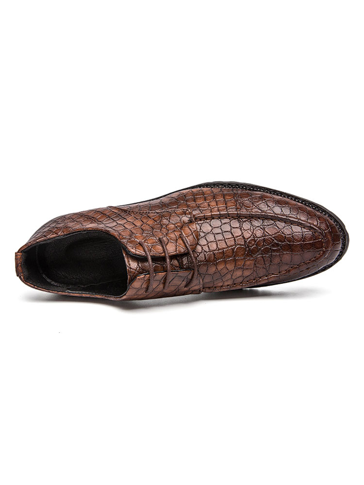 Men's Lace Up Croc Print Wedding Dress Derby Formal Shoes Lug Sole ...