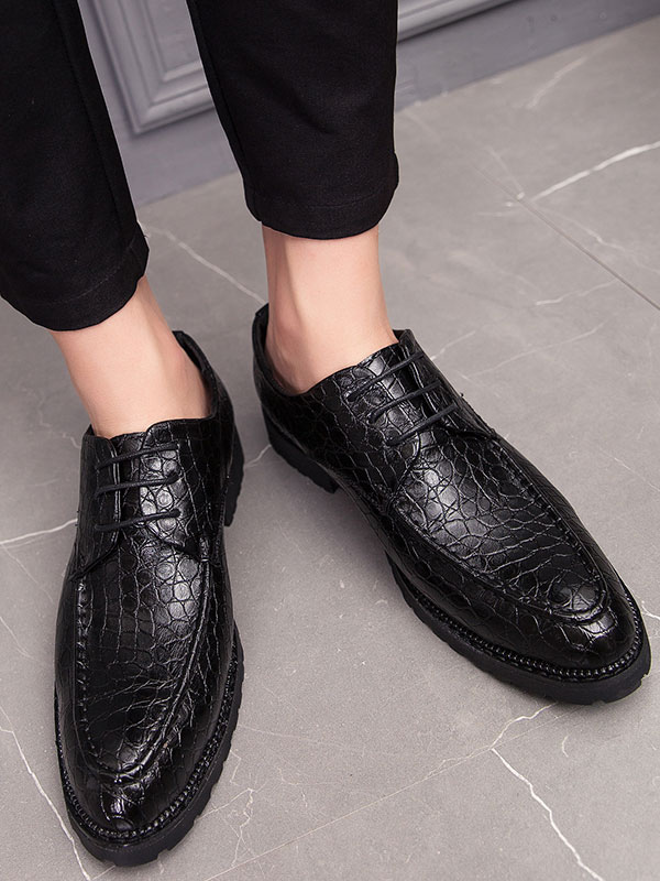 Men's Lace Up Croc Print Wedding Dress Derby Formal Shoes Lug Sole ...