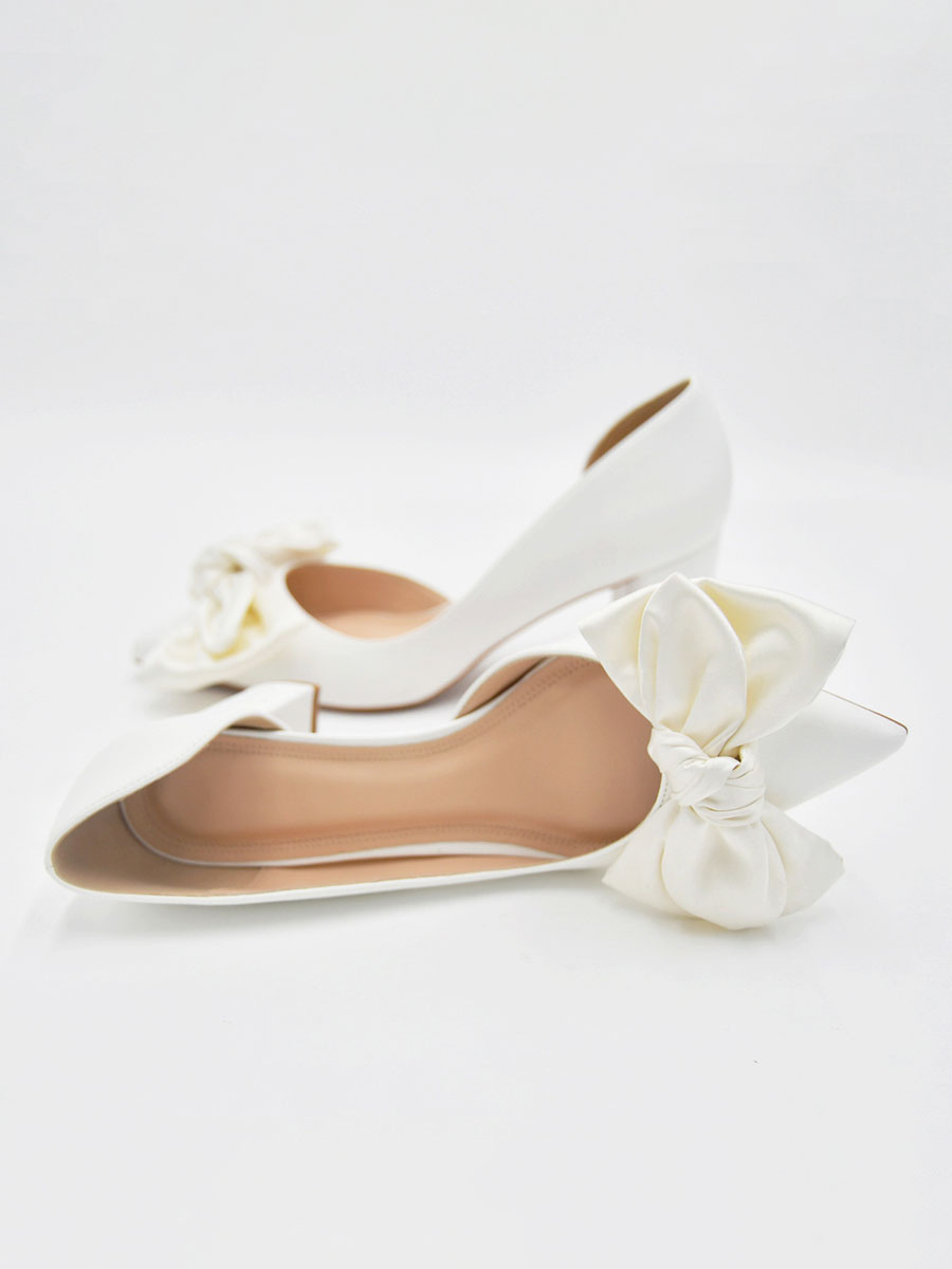 Chaussures de mariée pour femmes nœuds en cuir verni bout pointu talon ...