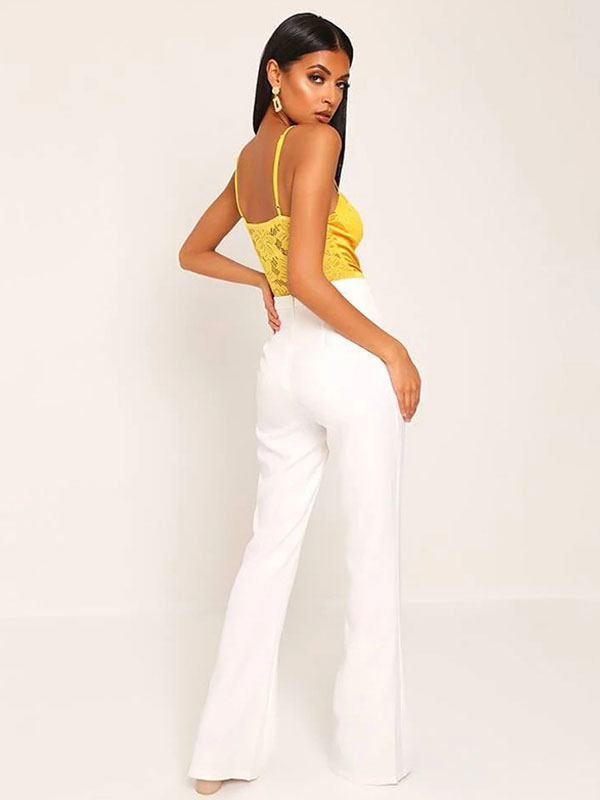 Teddies Lingerie Yellow Lace Women Sexy Teddies - Milanoo.com
