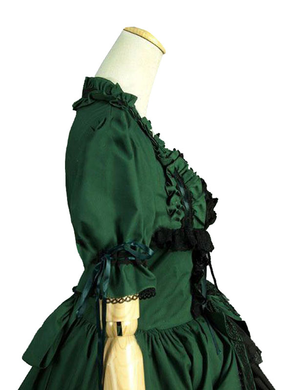 Costumes rétro verts Costume Marie Antoinette en dentelle Robe en ...