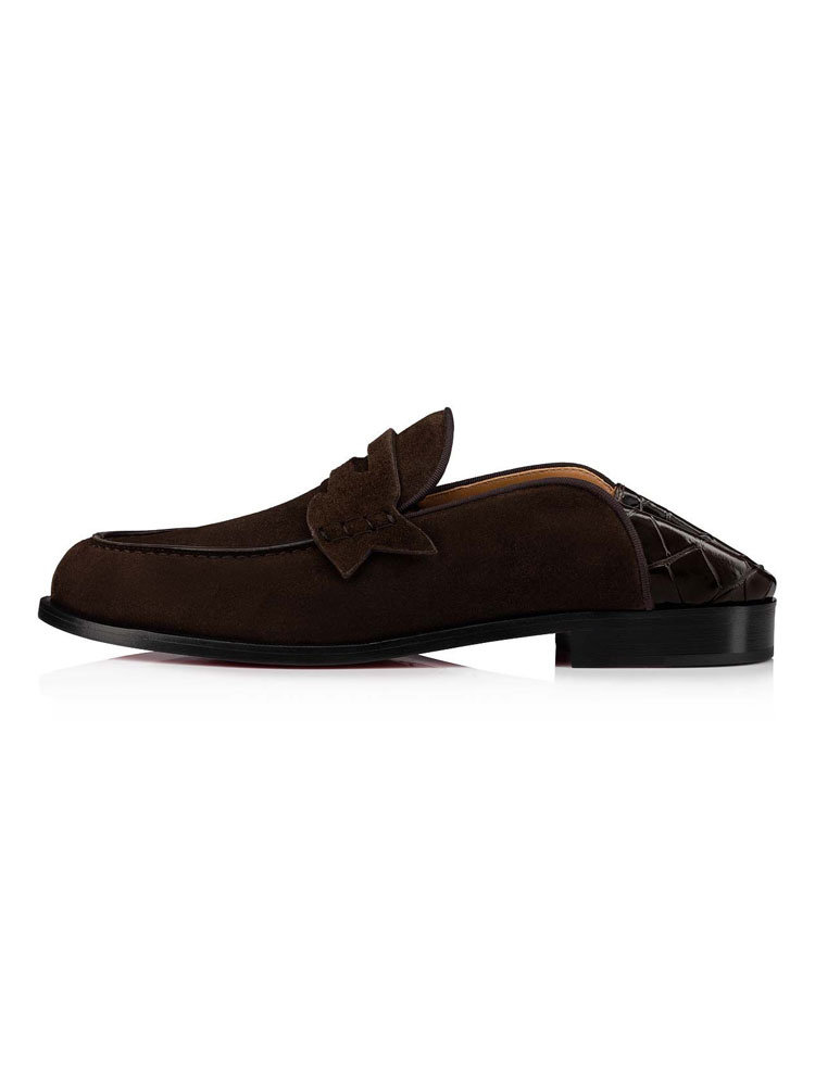 Loafer Shoes For Men Slip-On Metal Details Artwork Round Toe Patent ...