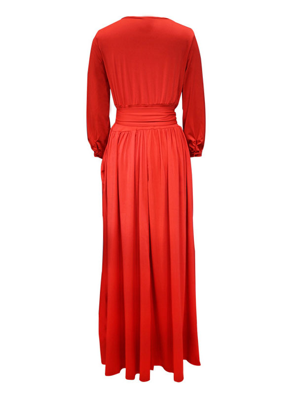 Robe Longue Femme avec Manches Longues Amples à Col Rond Coupe Cintrée ...