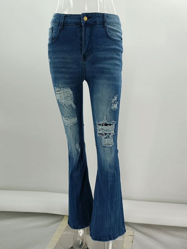 Women's Jeans Sexy Cut Out Denim Bottoms - Milanoo.com