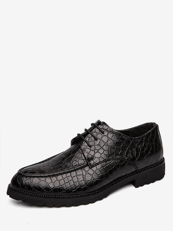Men's Lace Up Croc Print Wedding Dress Derby Formal Shoes Lug Sole ...