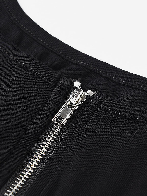 Black Cami Top Square Neck Zipper Casual Camis For Women - Milanoo.com