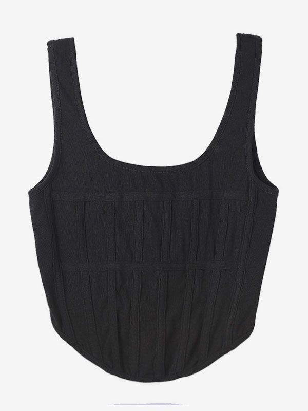 Black Cami Top Square Neck Zipper Casual Camis For Women - Milanoo.com