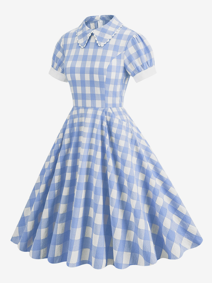 Barbie Pink Gingham Dress 1950s Audrey Hepburn Style Plaid Short ...