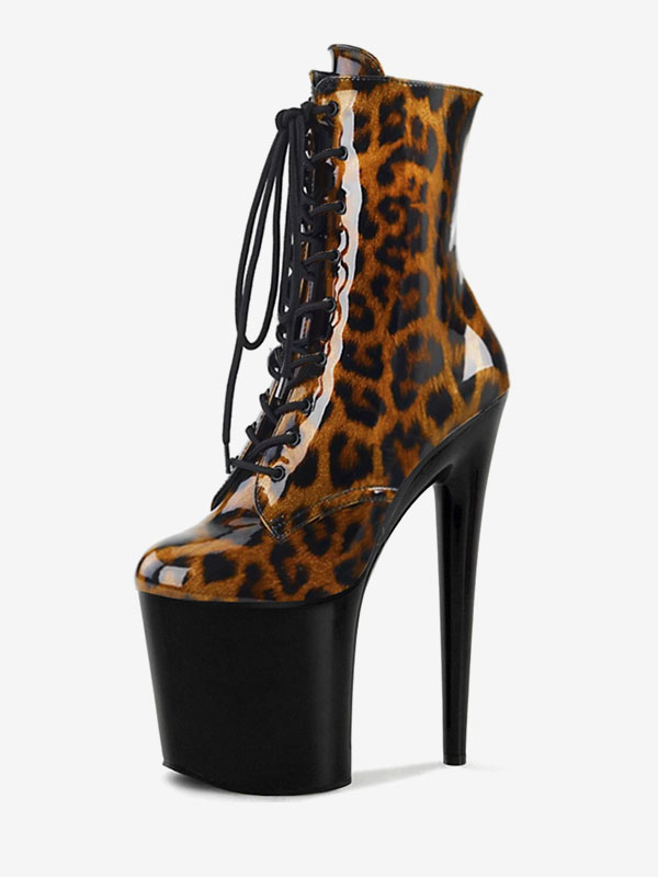 Sexy High Heel Boots Plus Size Platform Round Toe Lace Up Sky High Sexy ...