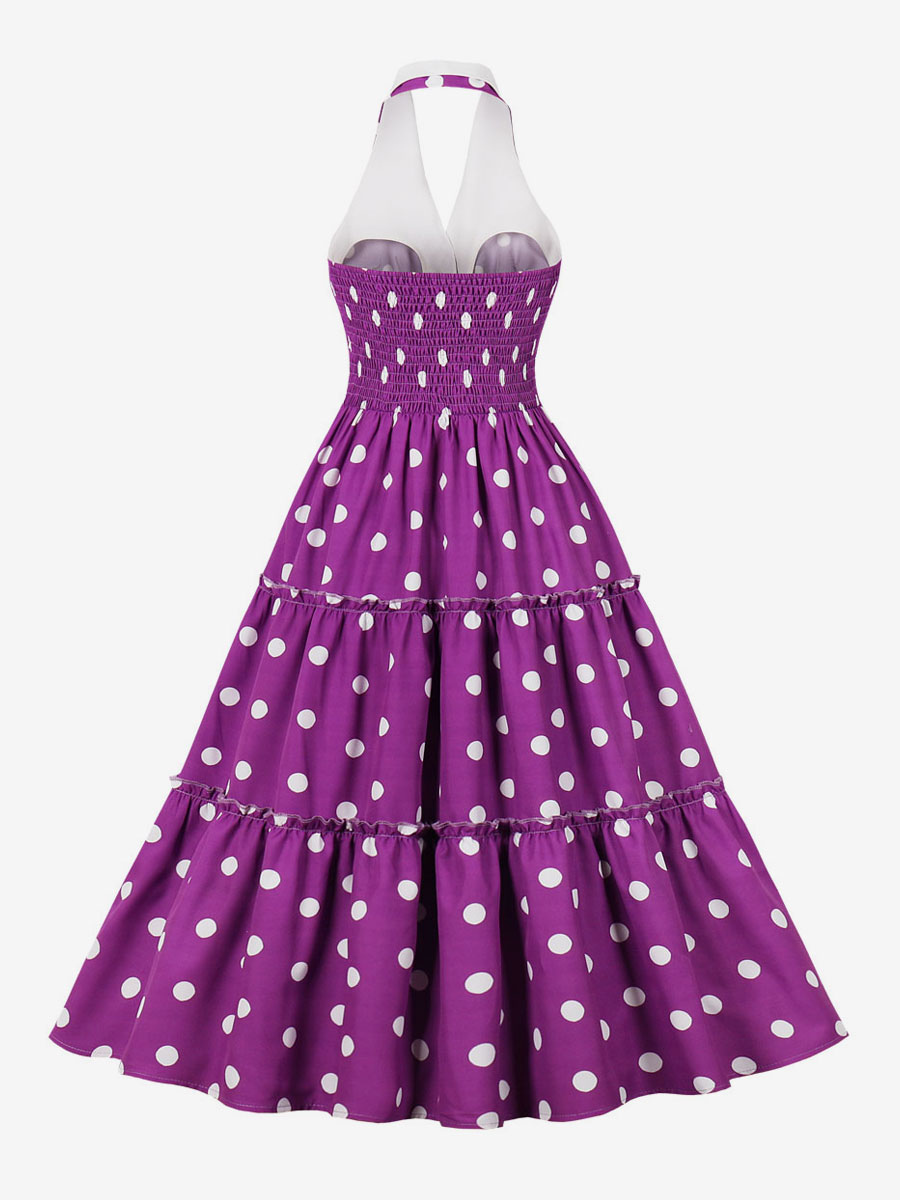 Vintage Dress 1950s Audrey Hepburn Style Green Polka Dot Sleeveless ...