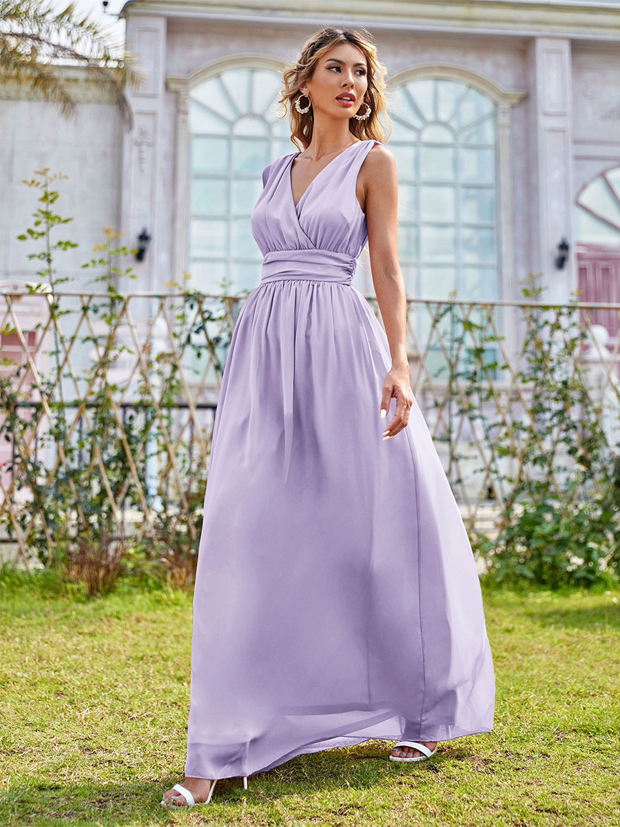 Party Dresses Green V-Neck Pleated Sleeveless Layered Semi Formal Dress ...