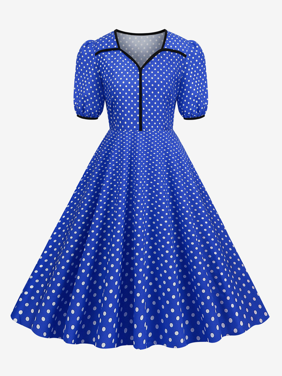 Retro Dress 1950s Audrey Hepburn Style Pink Short Sleeves Sweetheart ...
